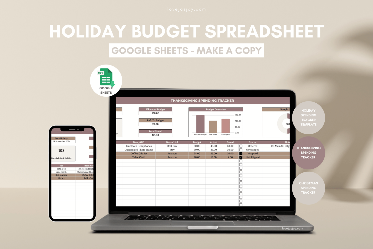 Why You Need This Free Holiday Budget Spreadsheet Template - Love Jas Joy